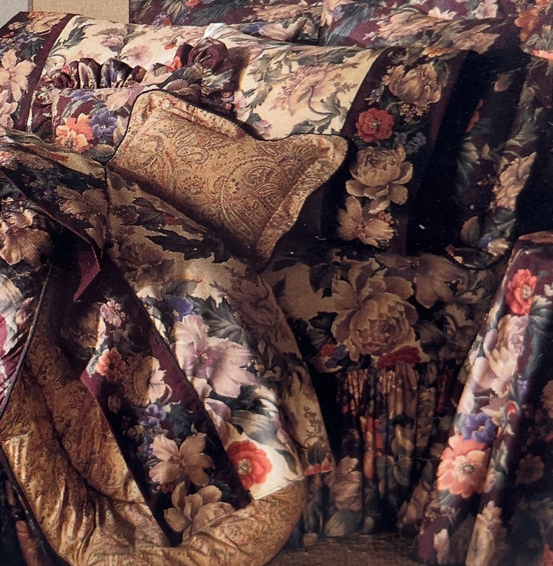 Vintage Moody Floral Twin Sheet Set 1990s NOS Dark Romantic - Etsy