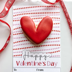 Printable Valentines Day Cookie Card Happy Valentine's Day 3.5x5 Red ...