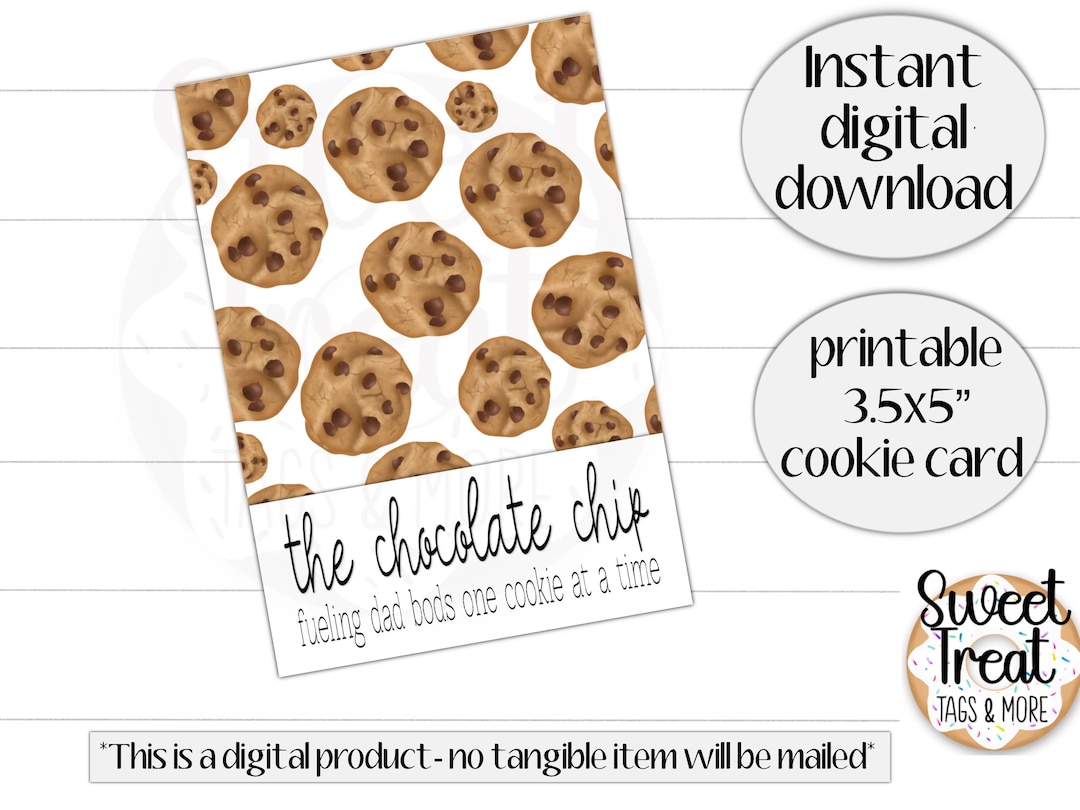 Printable Father's Day Cookie Card - Chocolate Chip Card - 3.5x5" - Dad ...