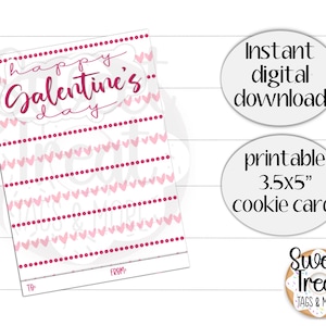 Printable Valentine's Day Cookie Card - Happy Galentine's Day - 3.5x5 ...