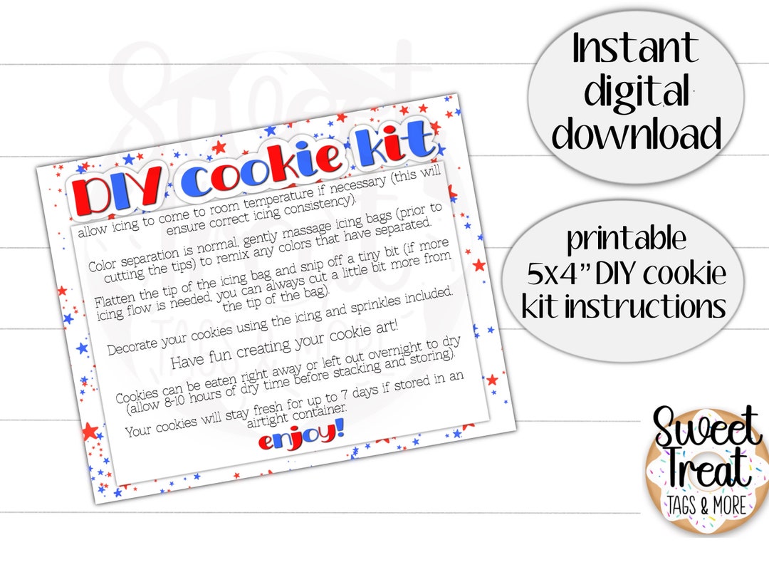 Printable Patriotic DIY Cookie Kit Instructions - DIY 4th of July ...