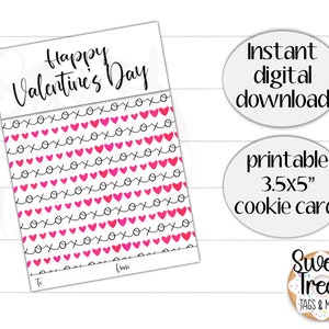 Printable Valentines Day Cookie Card - Happy Valentine's Day - 3.5x5 ...