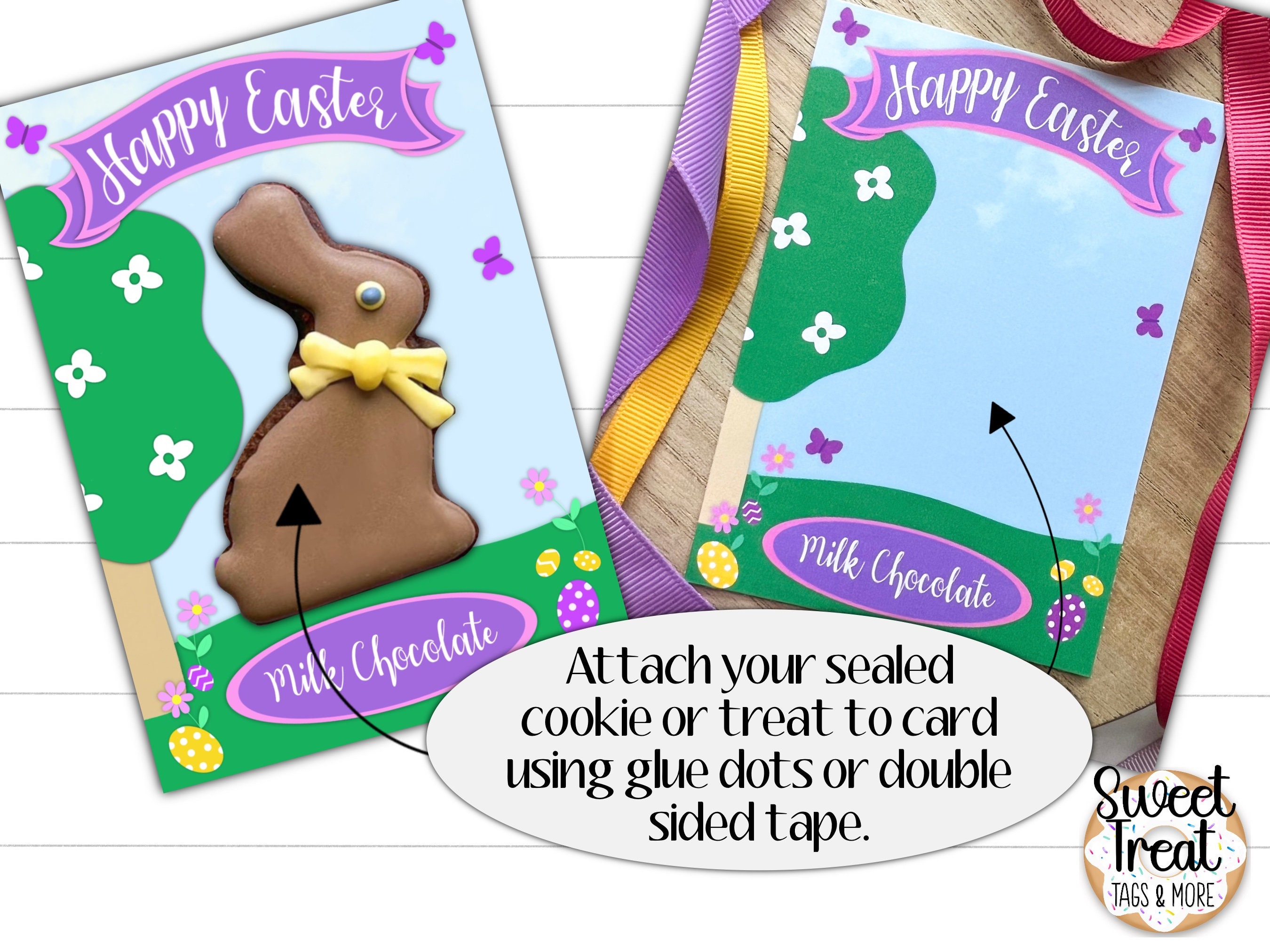Printable Easter Cookie Card - Happy Easter - Milk Chocolate- 3.5x5 ...