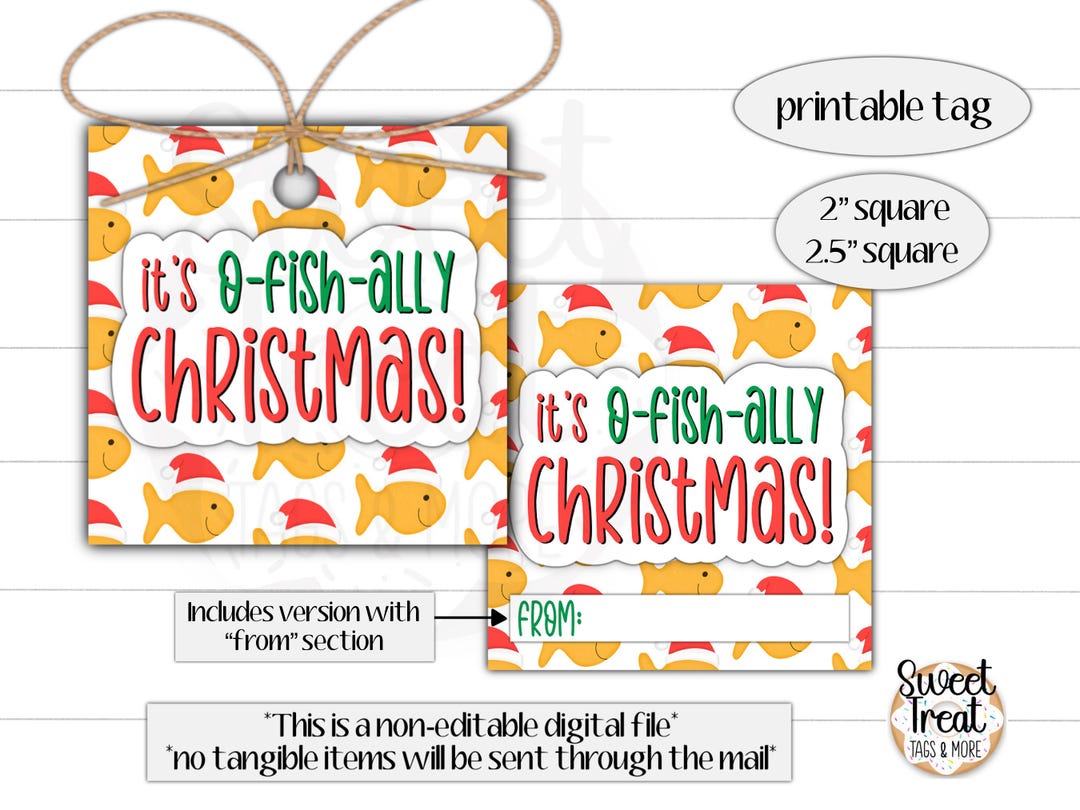 Printable O-fish-ally Christmas Tag Set - Goldfish Cracker Tag ...