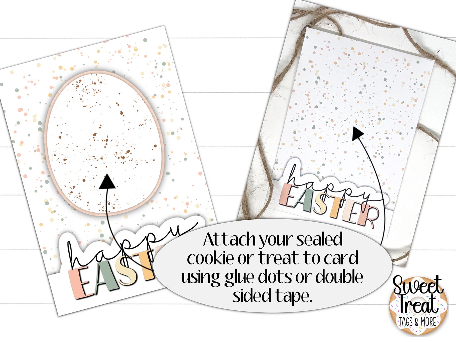Printable Easter Cookie Card Happy Easter Pastel Specks 3.5x5 Easter ...