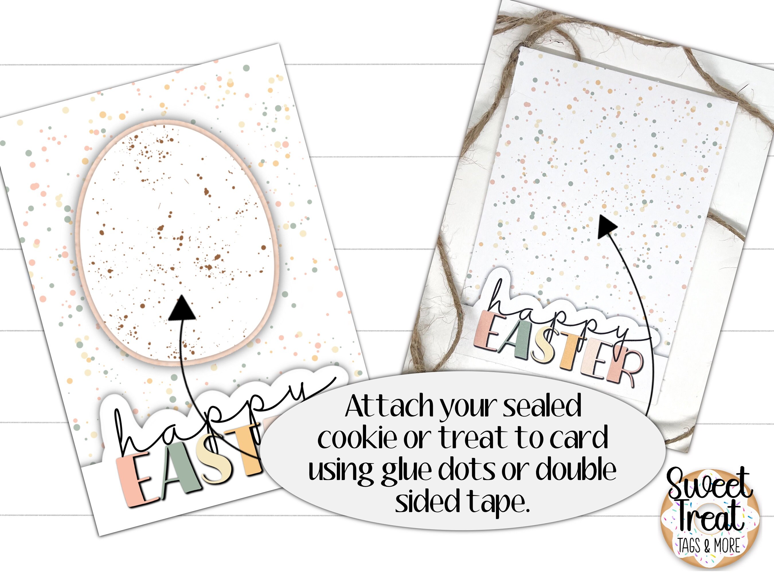 Printable Easter Cookie Card - Happy Easter- Pastel Specks- 3.5x5 ...