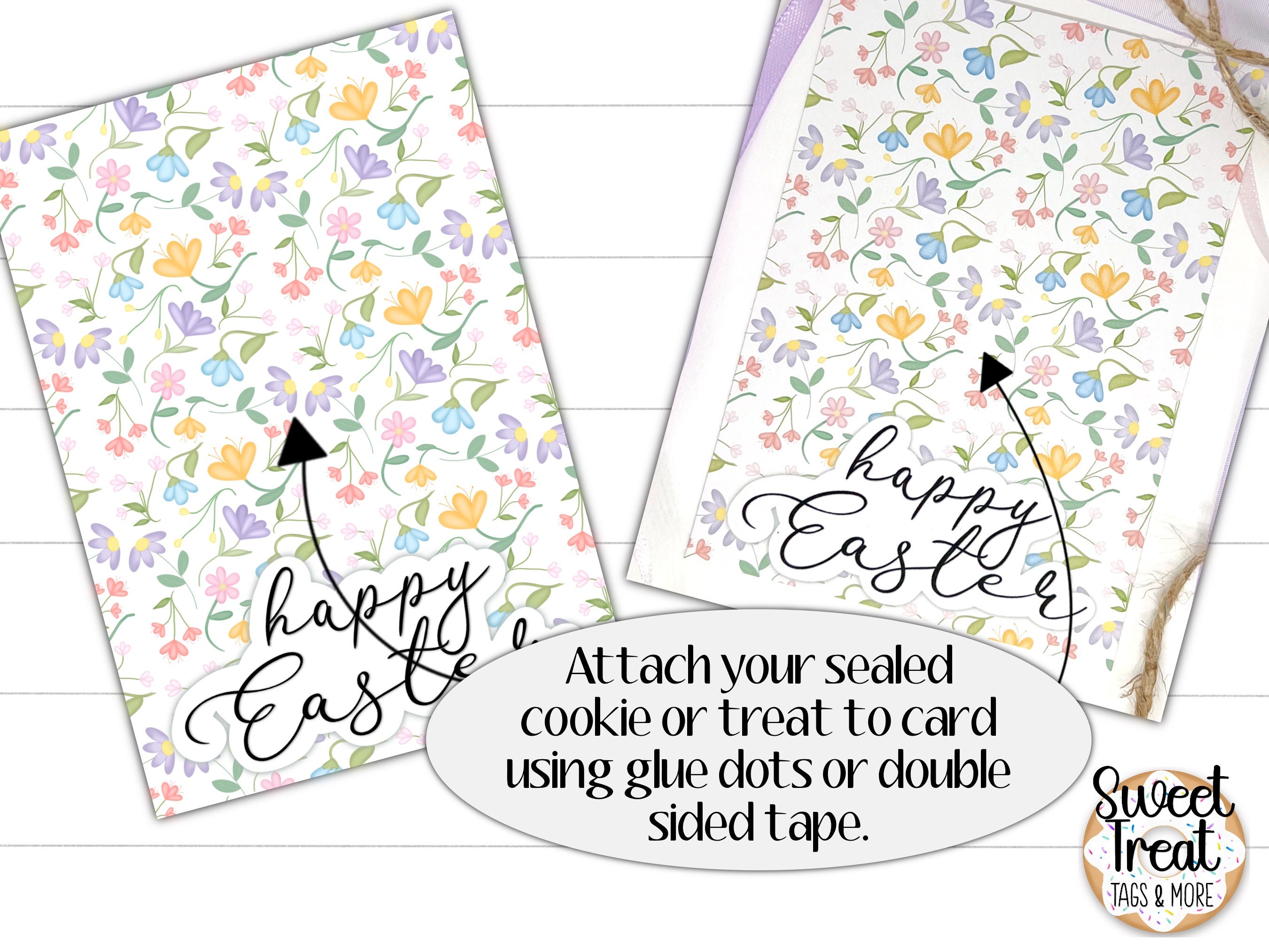 Printable Easter Cookie Card Happy Easter 3.5x5 Spring Florals Cookie ...