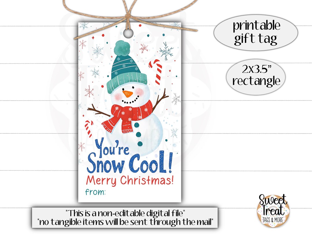 Christmas Gift Tag - Christmas Treat Tag - Class Favor - Snowman Gift ...