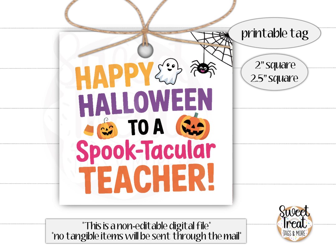 Printable Halloween Cookie Tag - Halloween Teacher Gift Tag - Halloween ...