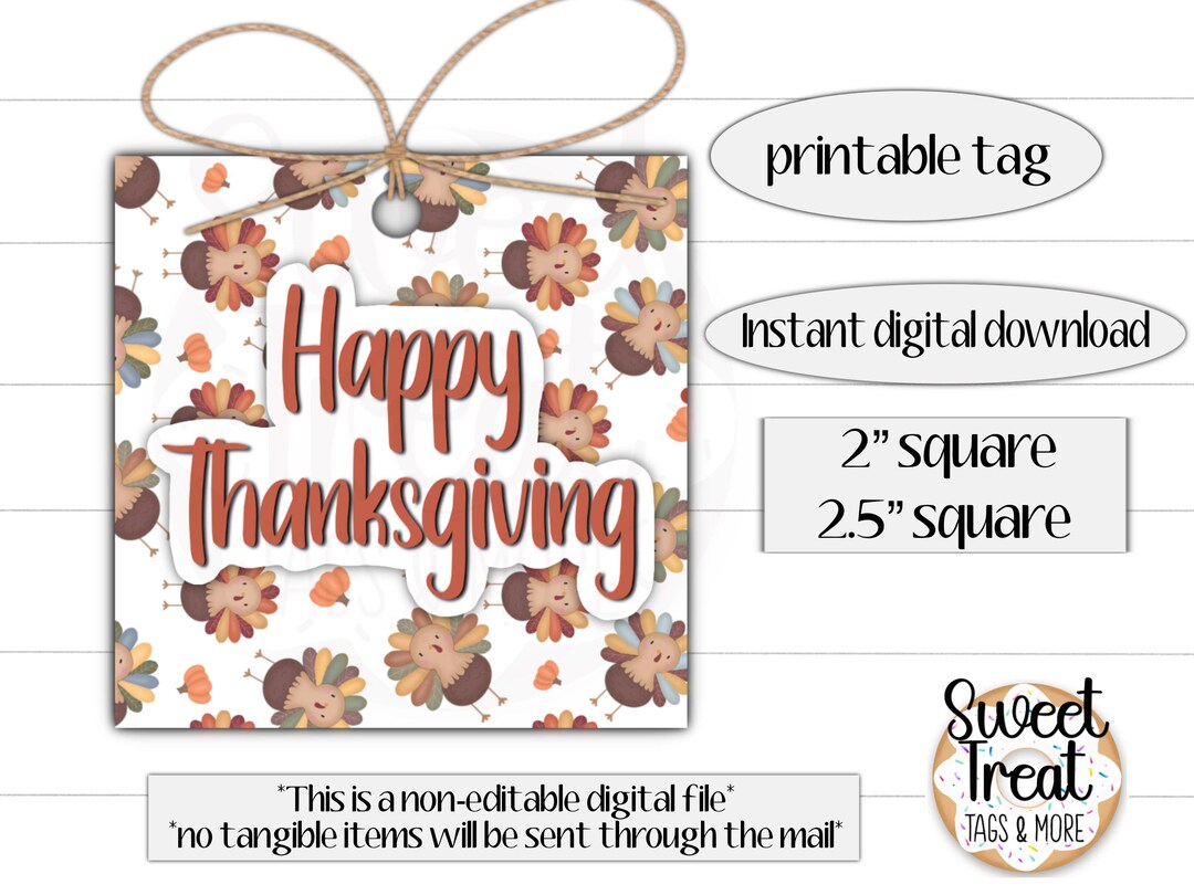 Printable Thanksgiving Cookie Tag - Thanksgiving Gift Tag - Thankful ...