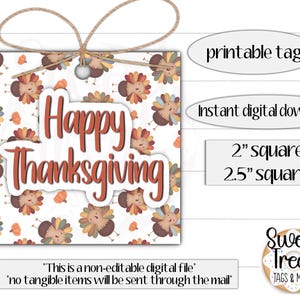 Printable Thanksgiving Cookie Tag - Thanksgiving Gift Tag - Thankful ...