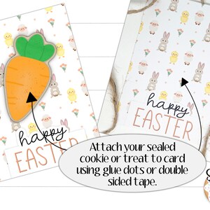 Printable Easter Cookie Card - Happy Easter - 3.5x5" Bunny, Egg, Carrot ...