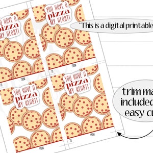 Printable Valentines Day Cookie Card - You Have a Pizza My Heart - 3 ...