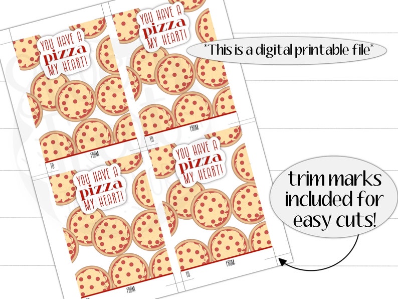 Printable Valentines Day Cookie Card You Have a Pizza My - Etsy