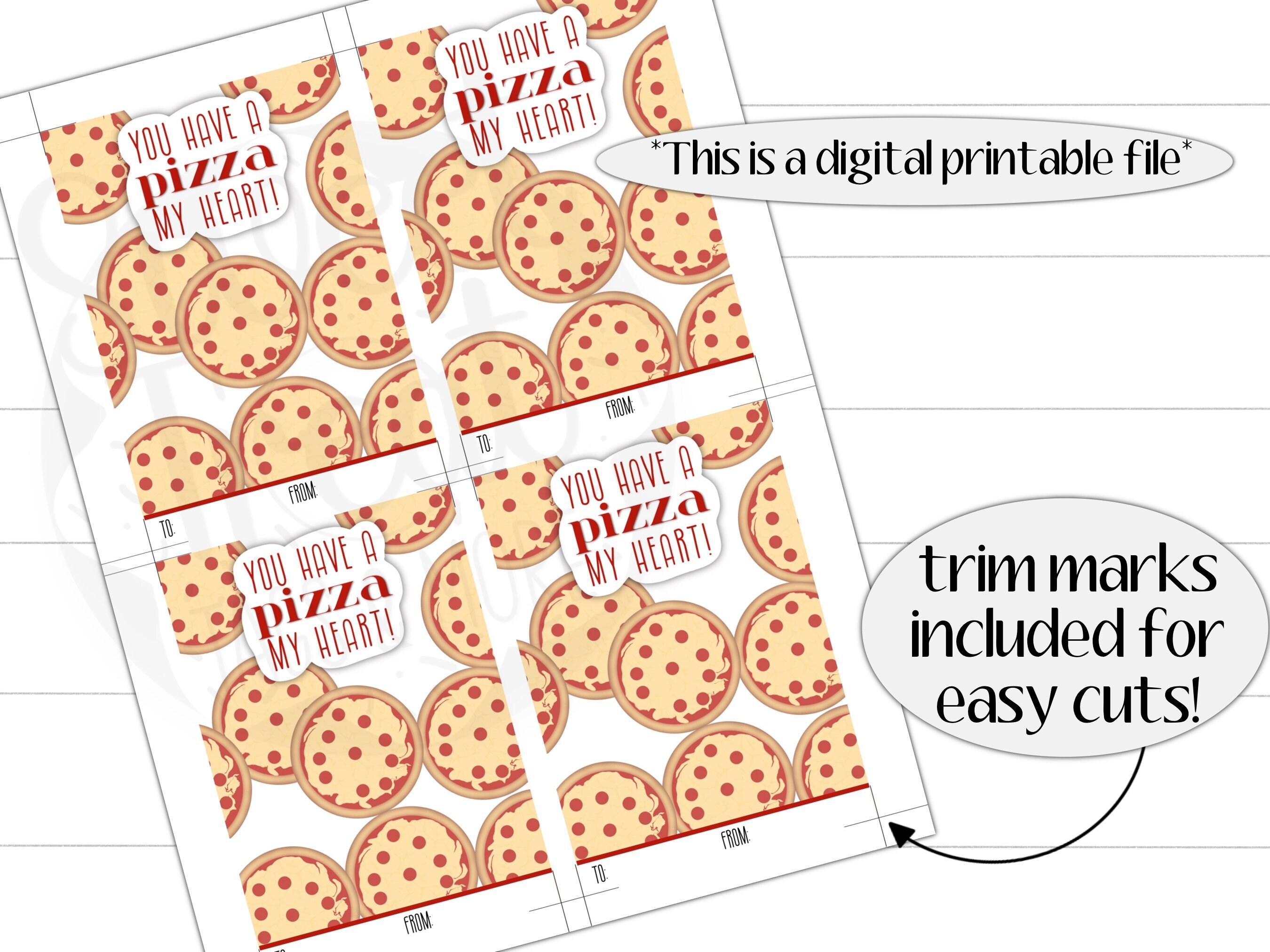 Printable Valentines Day Cookie Card You Have a Pizza My - Etsy