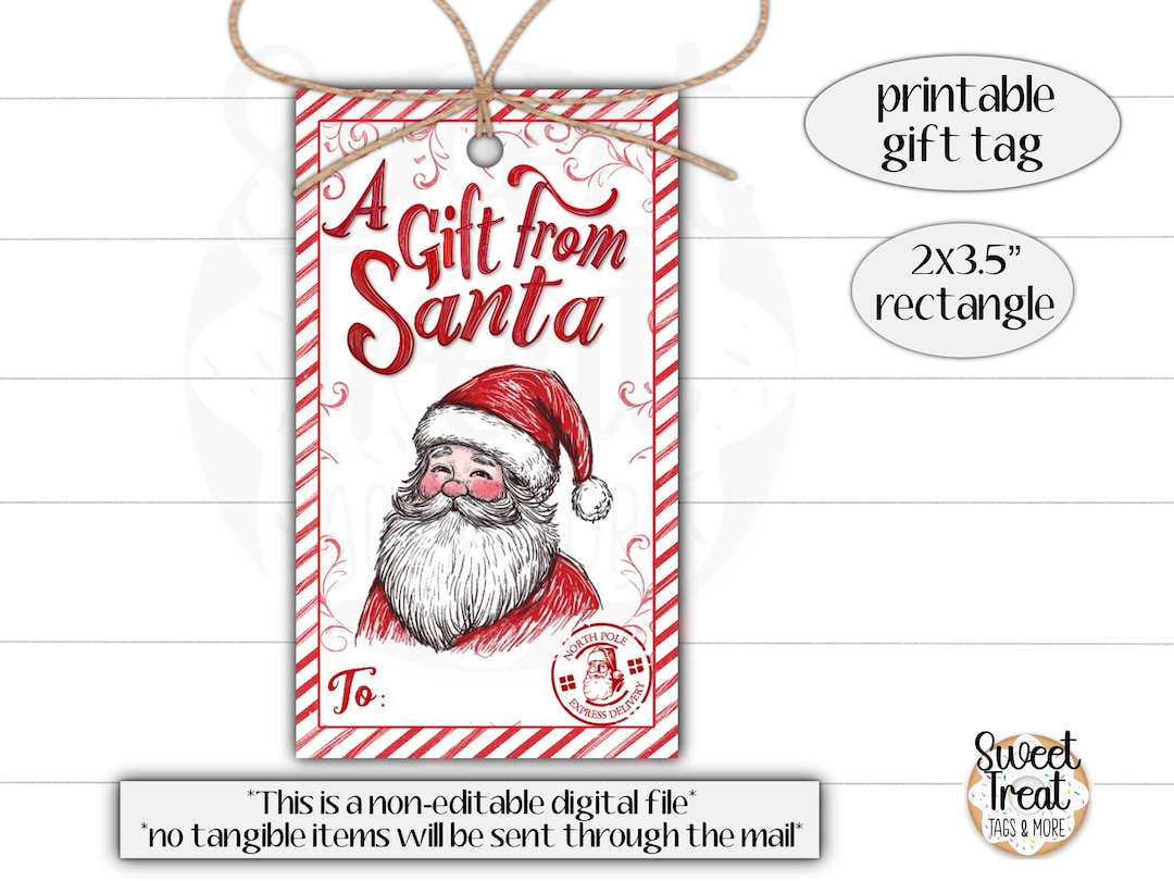 A Gift From Santa Printable Tag – Christmas Tags for Kids - From Santa ...