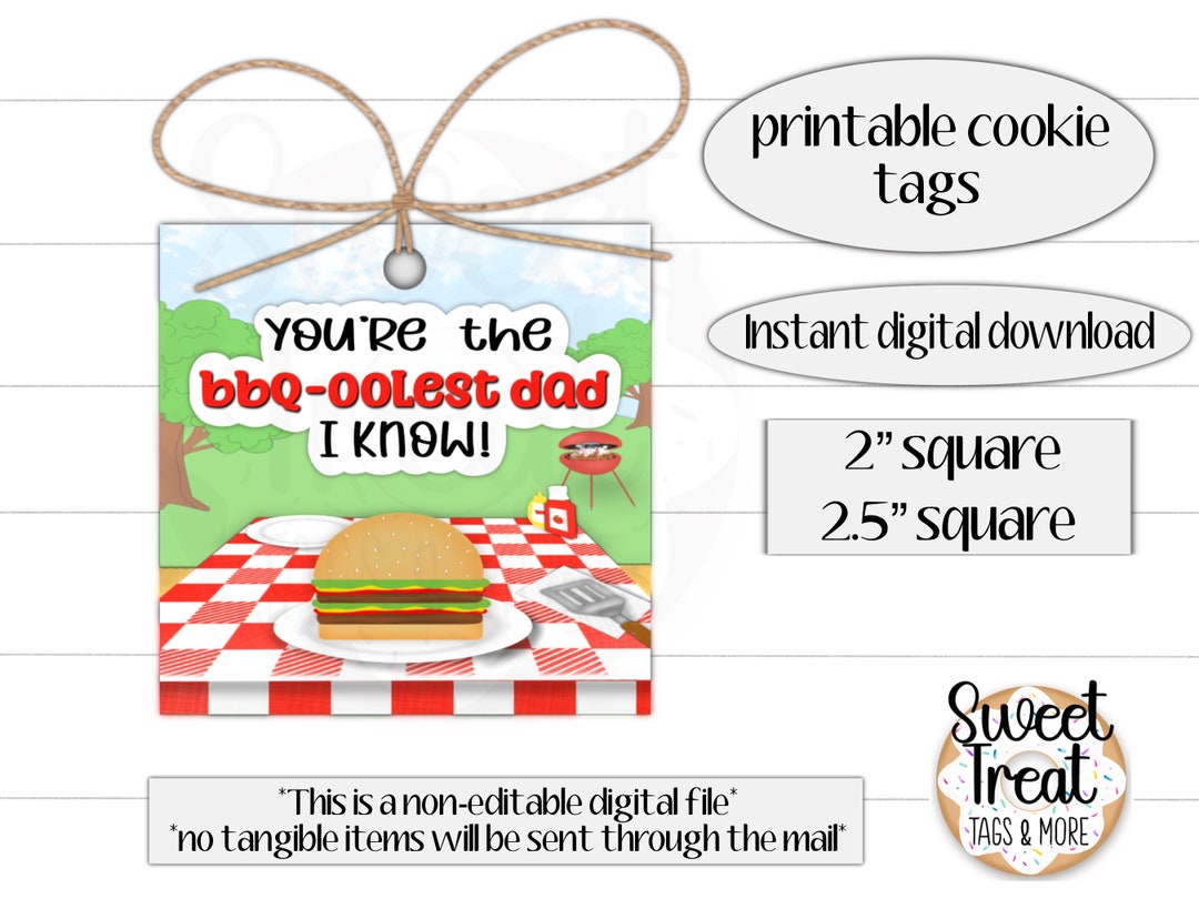 Printable Father's Day Gift Tag - You're the Bbq-oolest Dad I Know! -2 ...