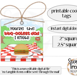 Printable Father's Day Gift Tag - You're the Bbq-oolest Dad I Know! -2 ...