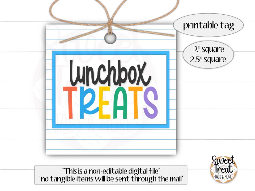 Printable Back to School Gift Tag - School Treat Tag - Lunchbox Treats ...