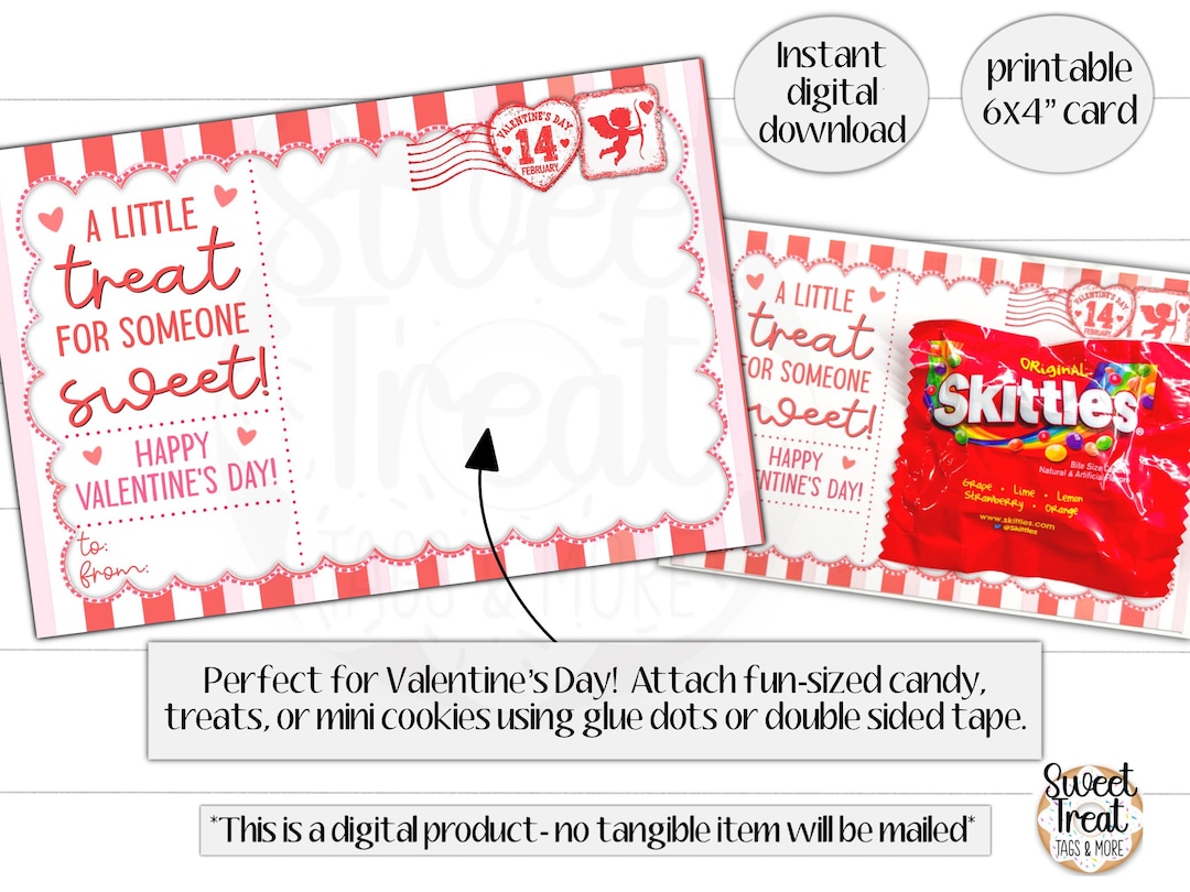 Printable Valentine’s Day Candy Gram or Cookie Card - 4x6 - Classroom ...