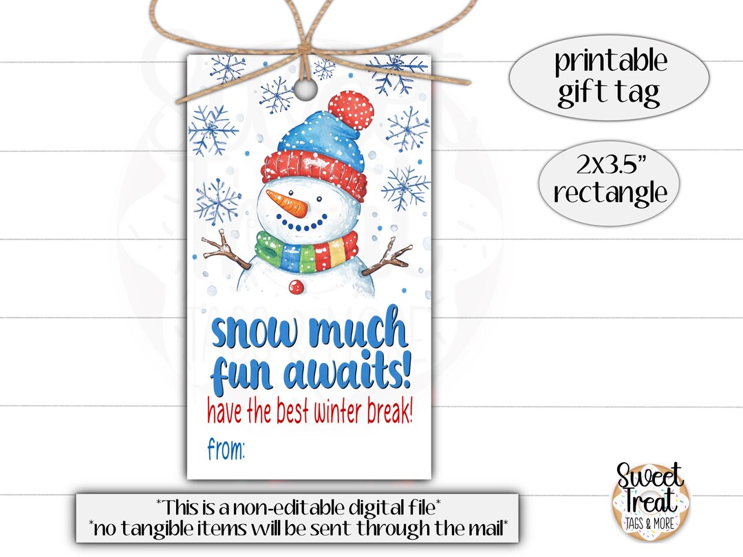 Christmas Gift Tag Christmas Treat Tag Class Favor Gift Tag Winter ...