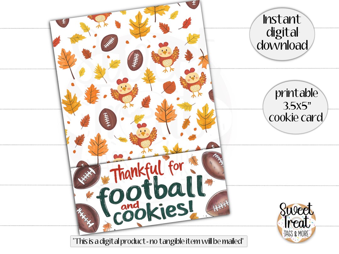 Printable Thanksgiving Cookie Card - Thanksgiving Football Cookie Card ...