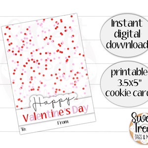 Printable Valentines Day Cookie Card - Happy Valentine's Day - 3.5x5 ...