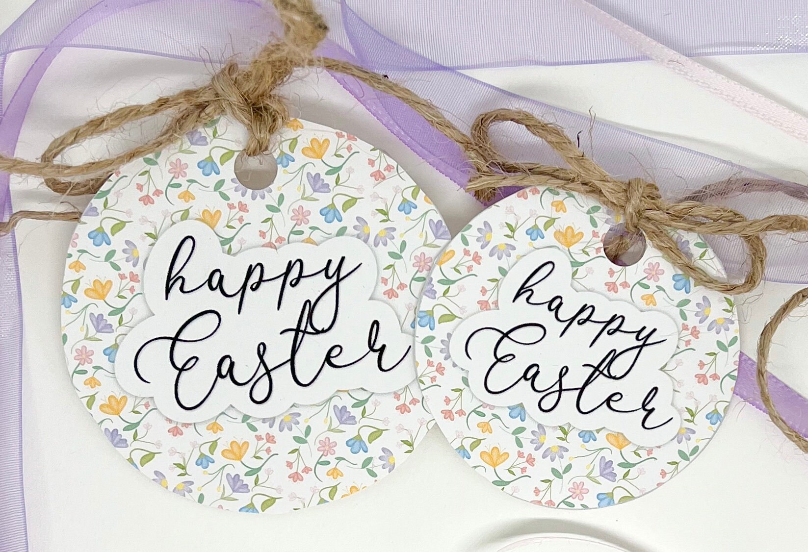 Printable Easter Cookie Tag Set - Round Cookie Tags 2" - 2.5"- Happy ...