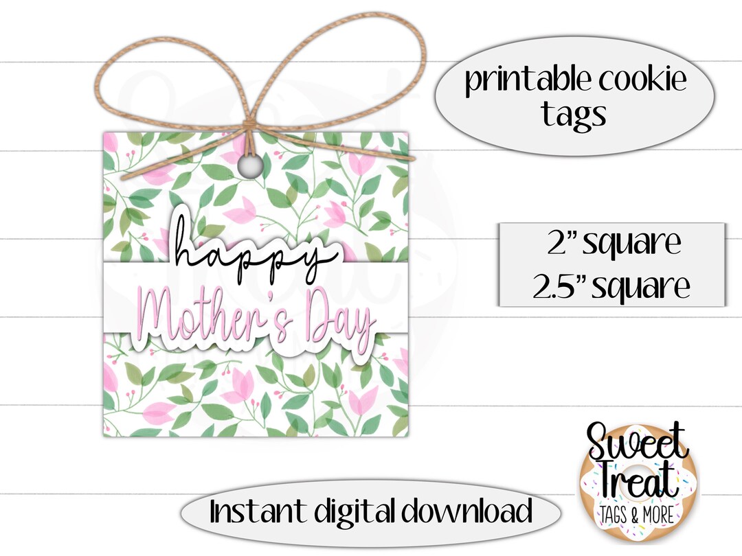 Printable Mother's Day Gift Tag - Happy Mother's Day Gift Tag 2" - 2.5 ...