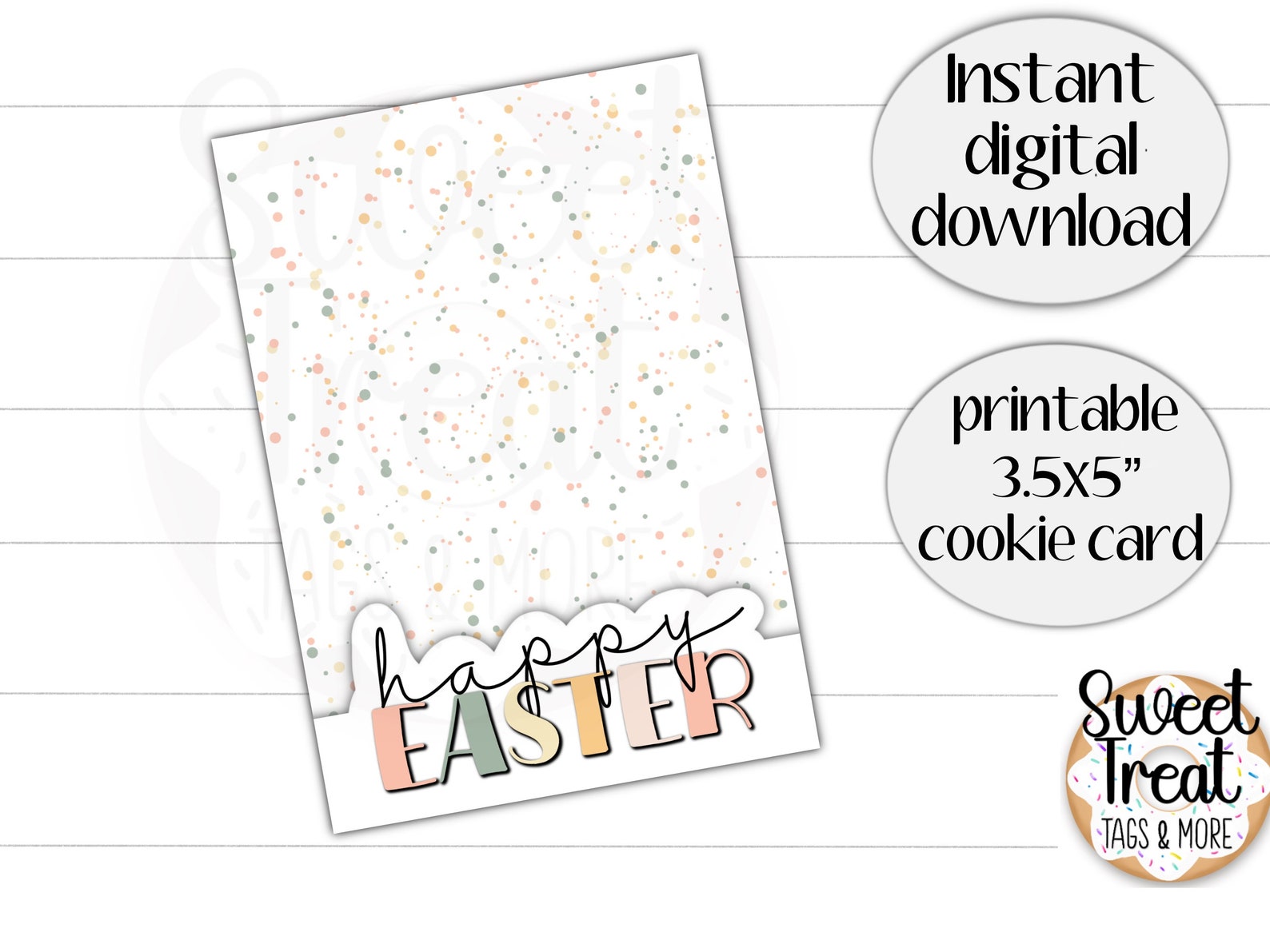 Printable Easter Cookie Card - Happy Easter- Pastel Specks- 3.5x5 ...