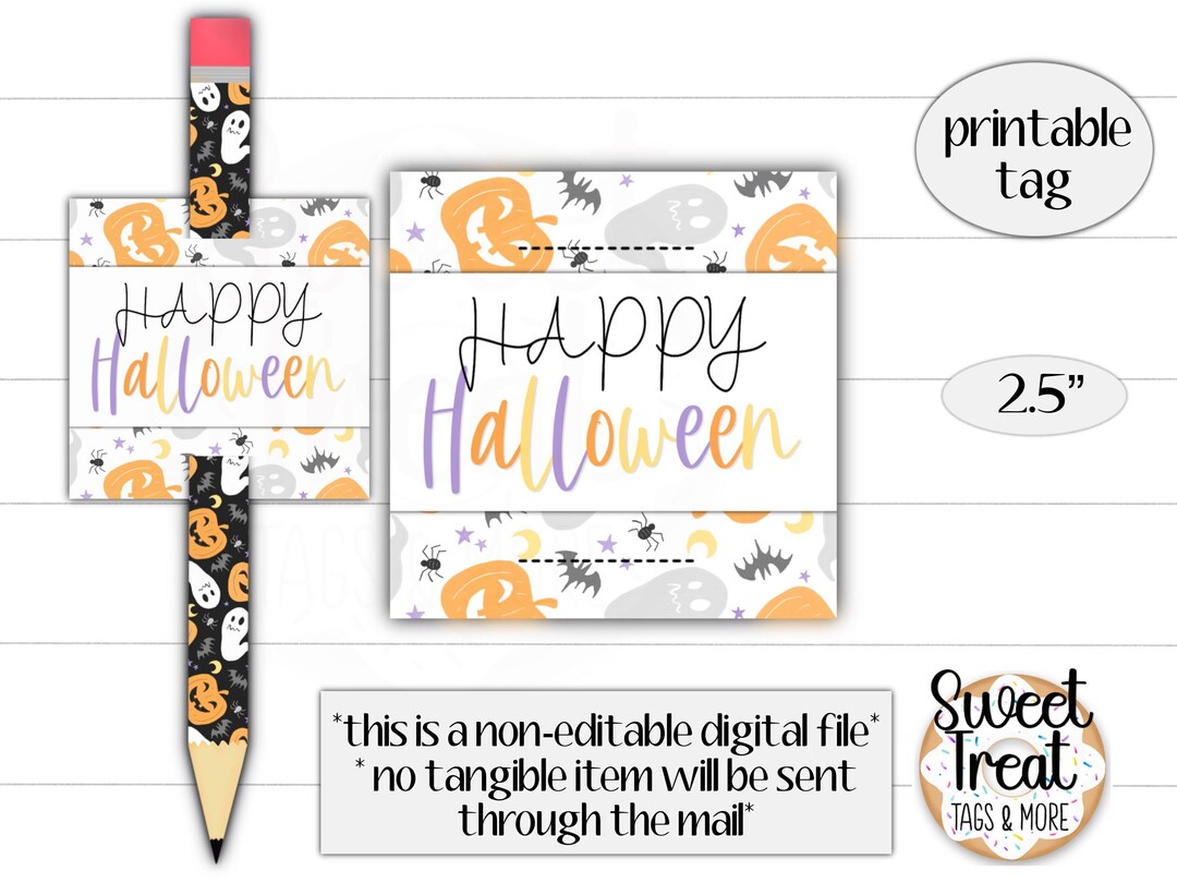 Printable Halloween Pencil Tag - Halloween Pencil Tag - Halloween No ...