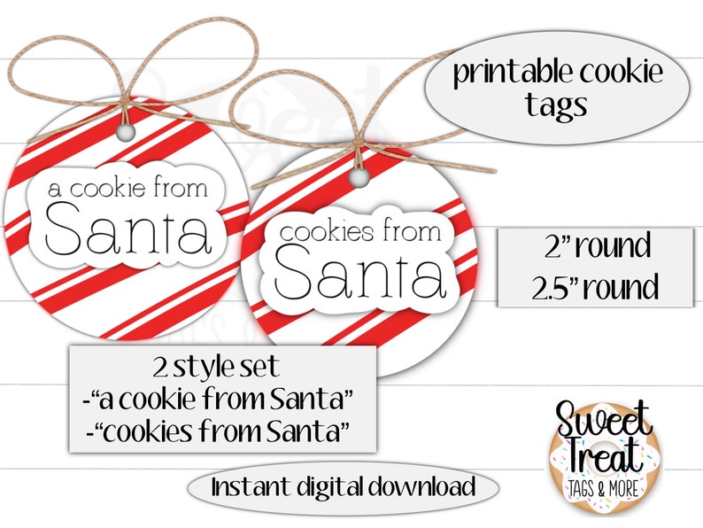 Printable Christmas Cookie Tag Set - A Cookie From Santa- Cookies From ...