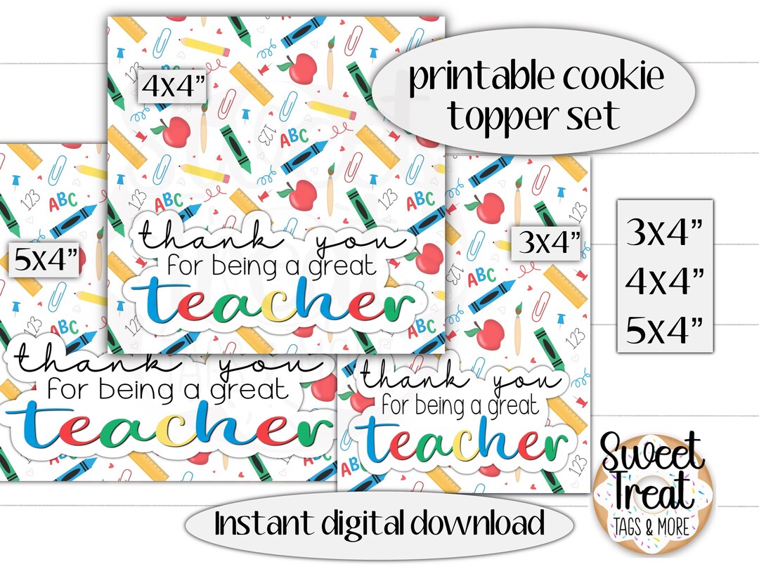 Printable Teacher Appreciation Cookie Toppers - Teacher Bag Toppers ...