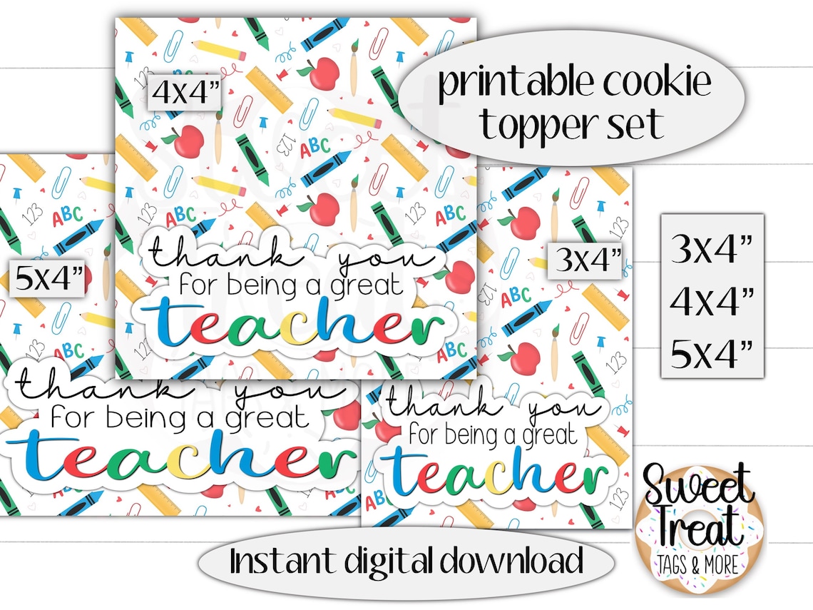 Printable Teacher Appreciation Cookie Toppers - Teacher Bag Toppers ...