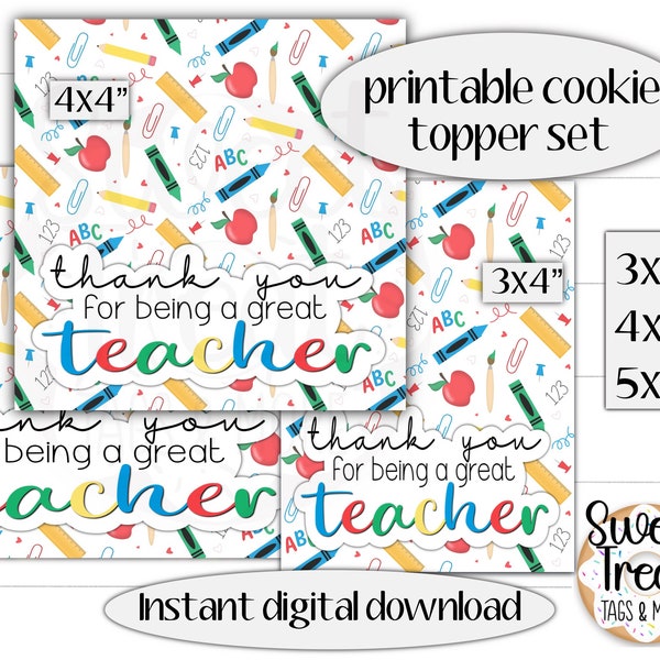 Printable Teacher Appreciation Cookie Topper Set Best Teacher Ever ...