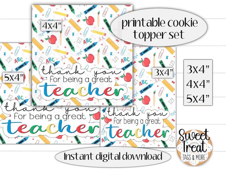 Printable Teacher Appreciation Cookie Toppers - Teacher Bag Toppers ...