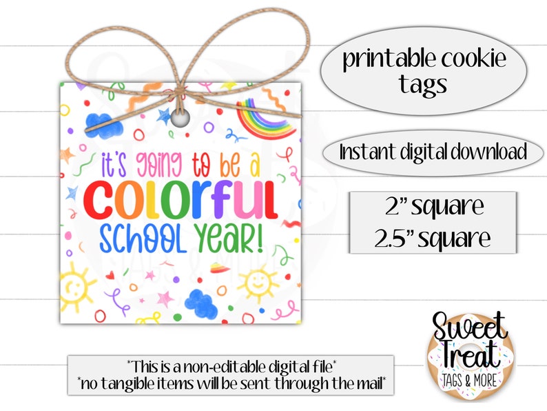 Printable Back to School Tag Back to School Cookie Tag Back to School ...