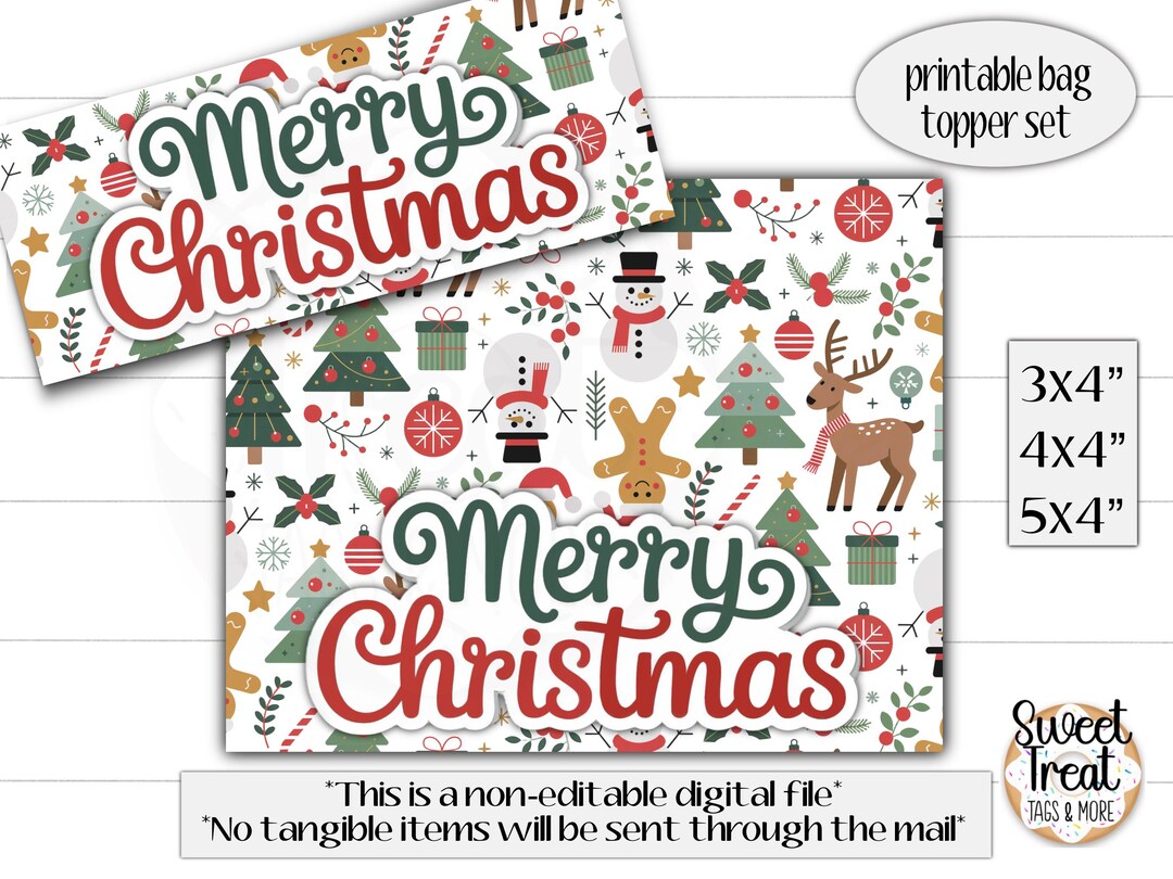Printable Christmas Cookie Topper - Christmas Treat Topper - Christmas ...