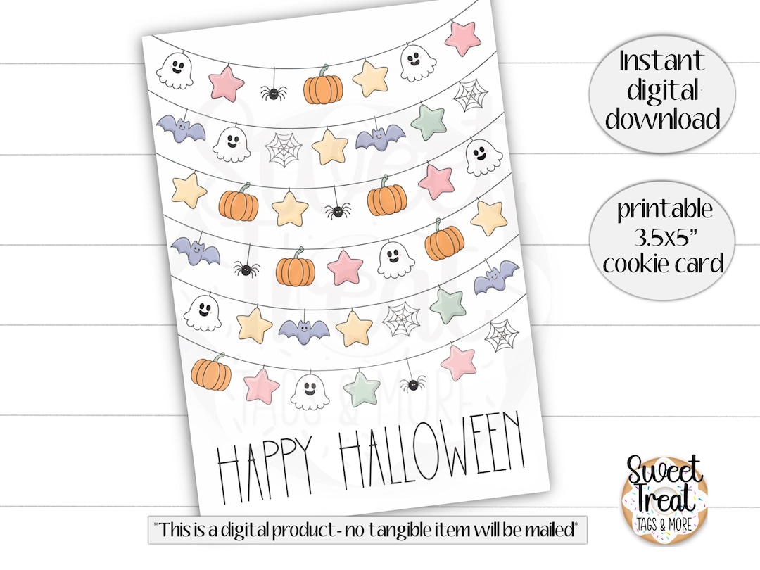 Printable Halloween Cookie Card - Halloween Cookie Packaging - Ghost ...
