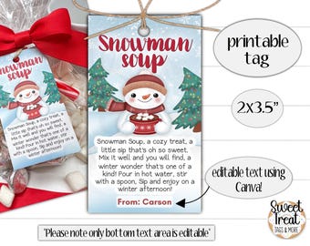 Snowman Soup Christmas Treat Favor Tags Printable Snowman Soup Hot ...