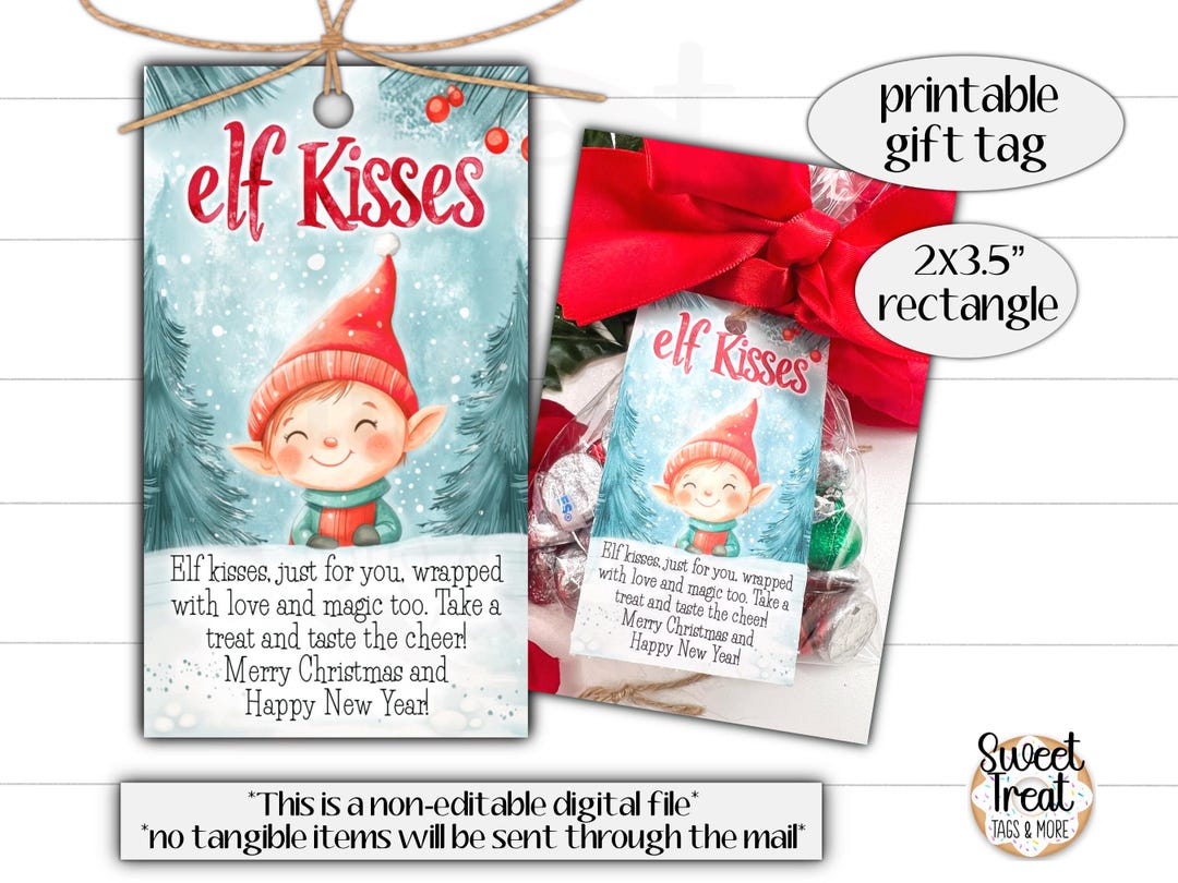 Elf Kisses - Printable Elf Kisses Tag - Elf Kisses Tag - Christmas ...