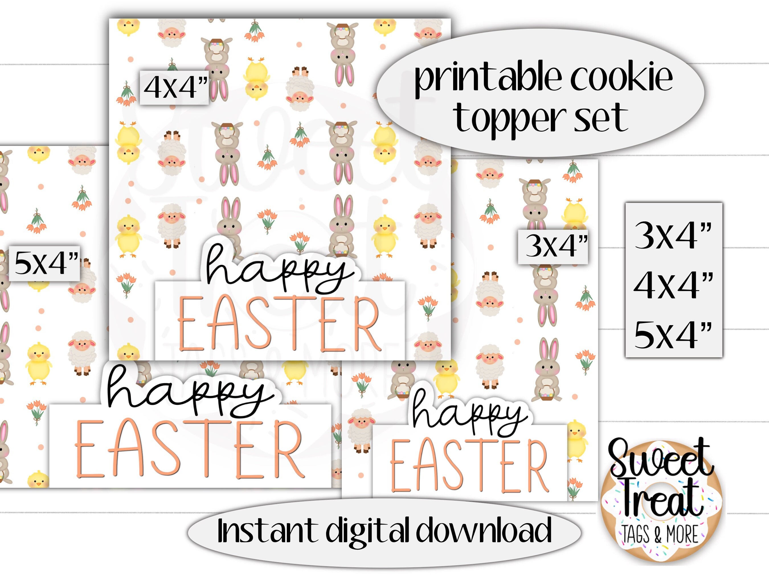 Printable Easter Cookie Topper Set - Happy Easter - Lamb, Bunny and ...