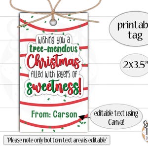 Christmas Tree Cake Tag Editable Canva Holiday Tag Christmas Tree Cakes ...