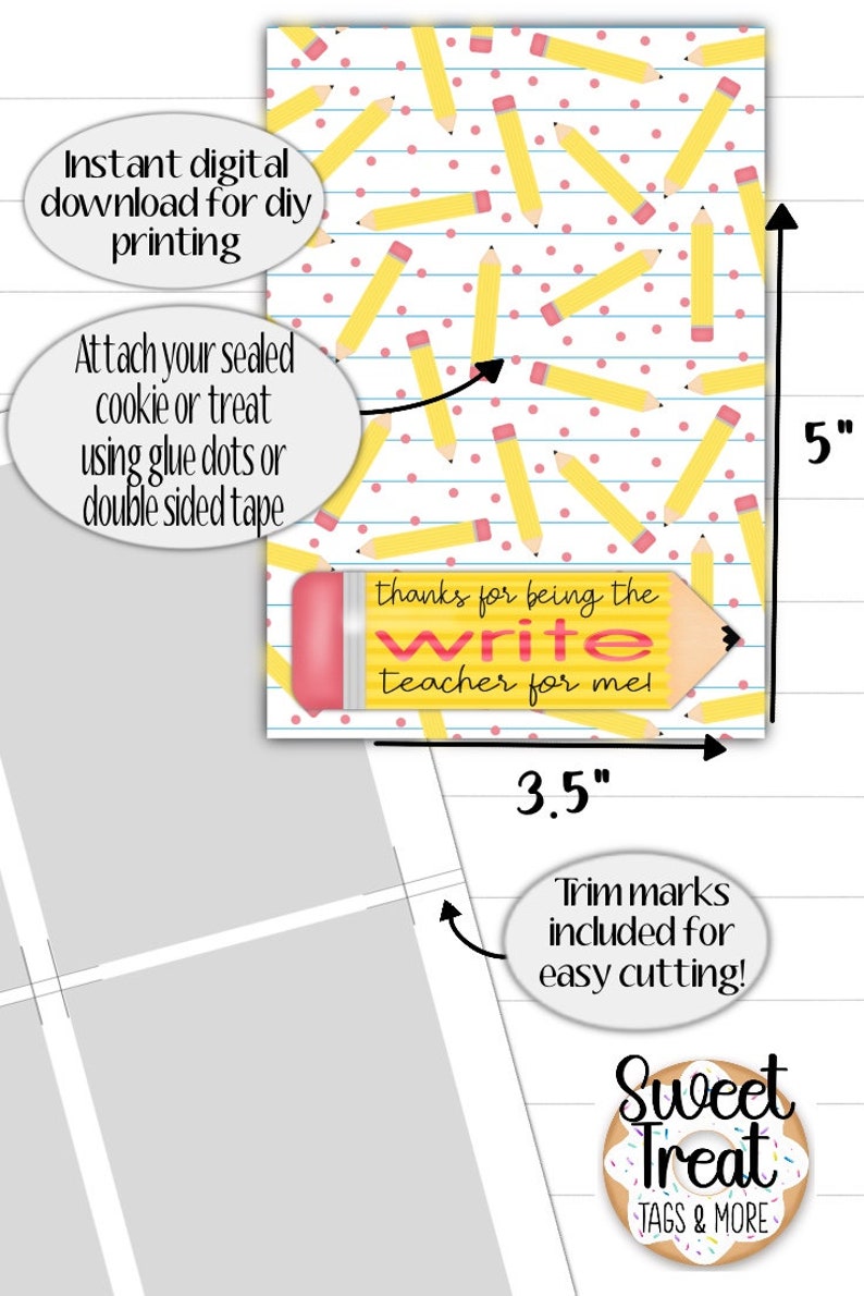 Printable Teacher Appreciation Cookie Card Thanks for Being the Write ...