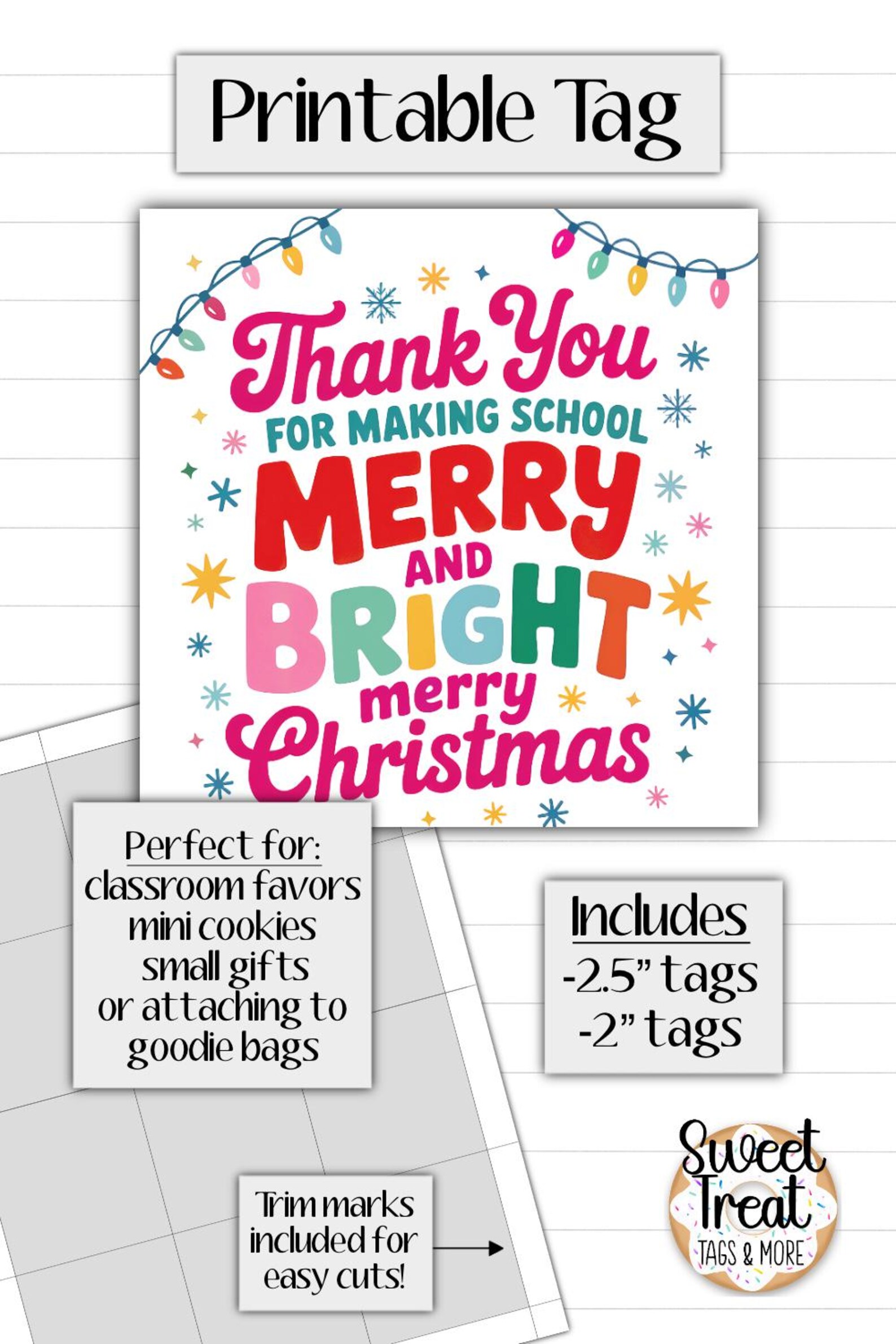 Printable Christmas Tag - Thank You for Making School Merry and Bright ...