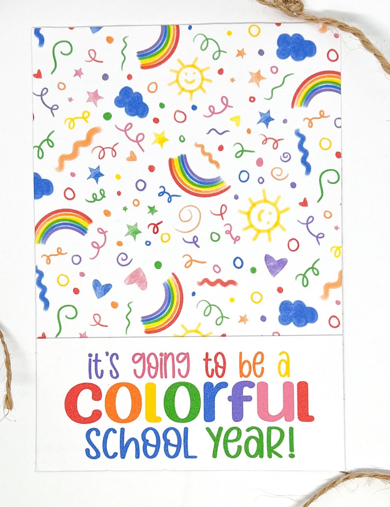 Printable Back to School Cookie Card - Colorful Year - 3.5x5" Back to ...