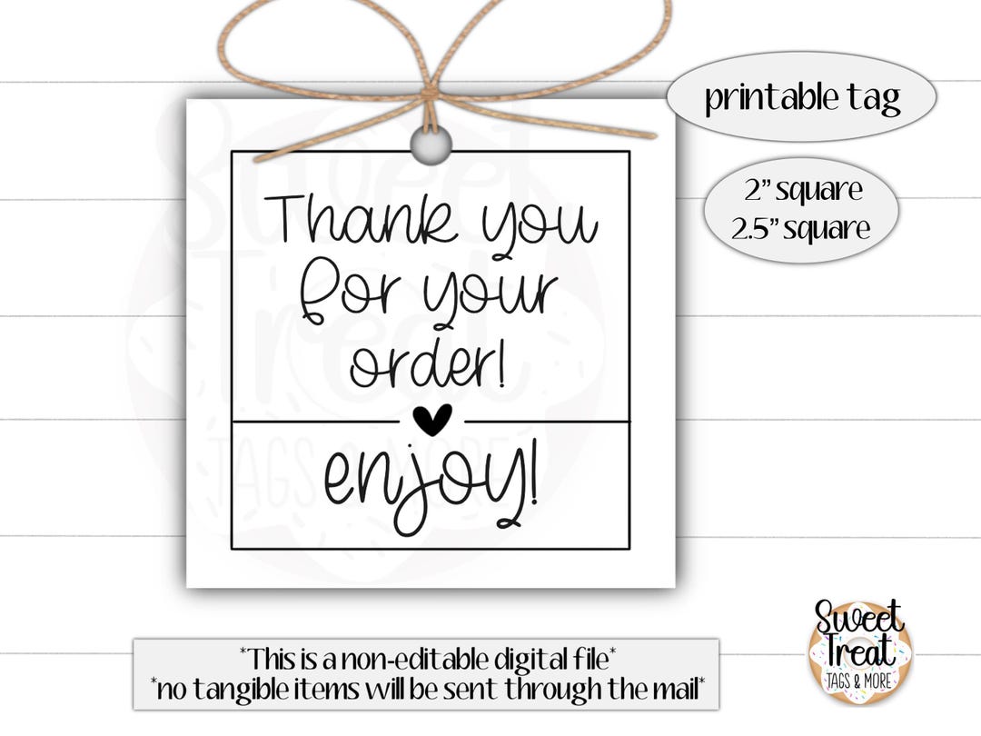 Thank You for Your Order Tag – Home Baker Gift Tag - Cookie Packaging ...