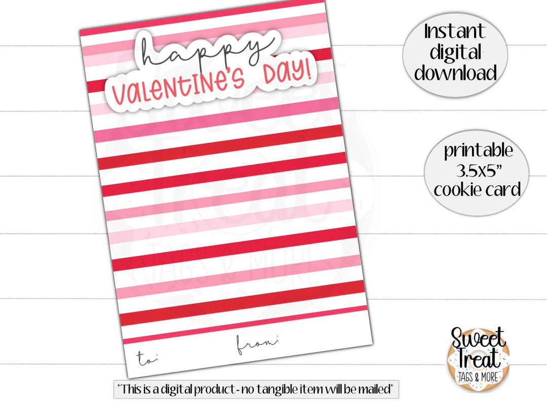 Printable Valentines Day Cookie Card - Valentine's Day Cookie Card ...