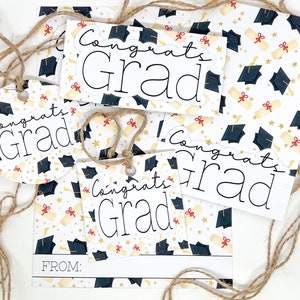 Printable Graduation Gift Tag Set - Congrats Grad - Gift Tag 2" -2.5 ...