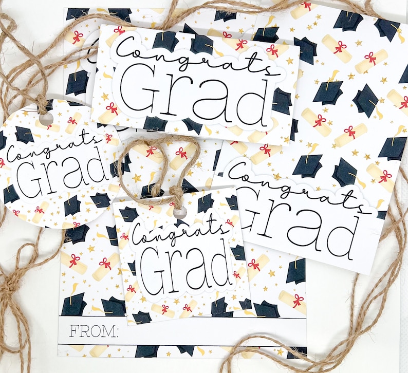 Printable Graduation Gift Tag Set Congrats Grad Gift Tag 2 2.5 ...